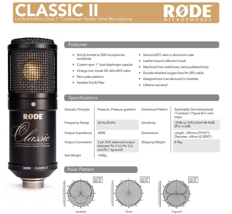 ไมโครโฟน Rode Classic II Limited Studio Microphone